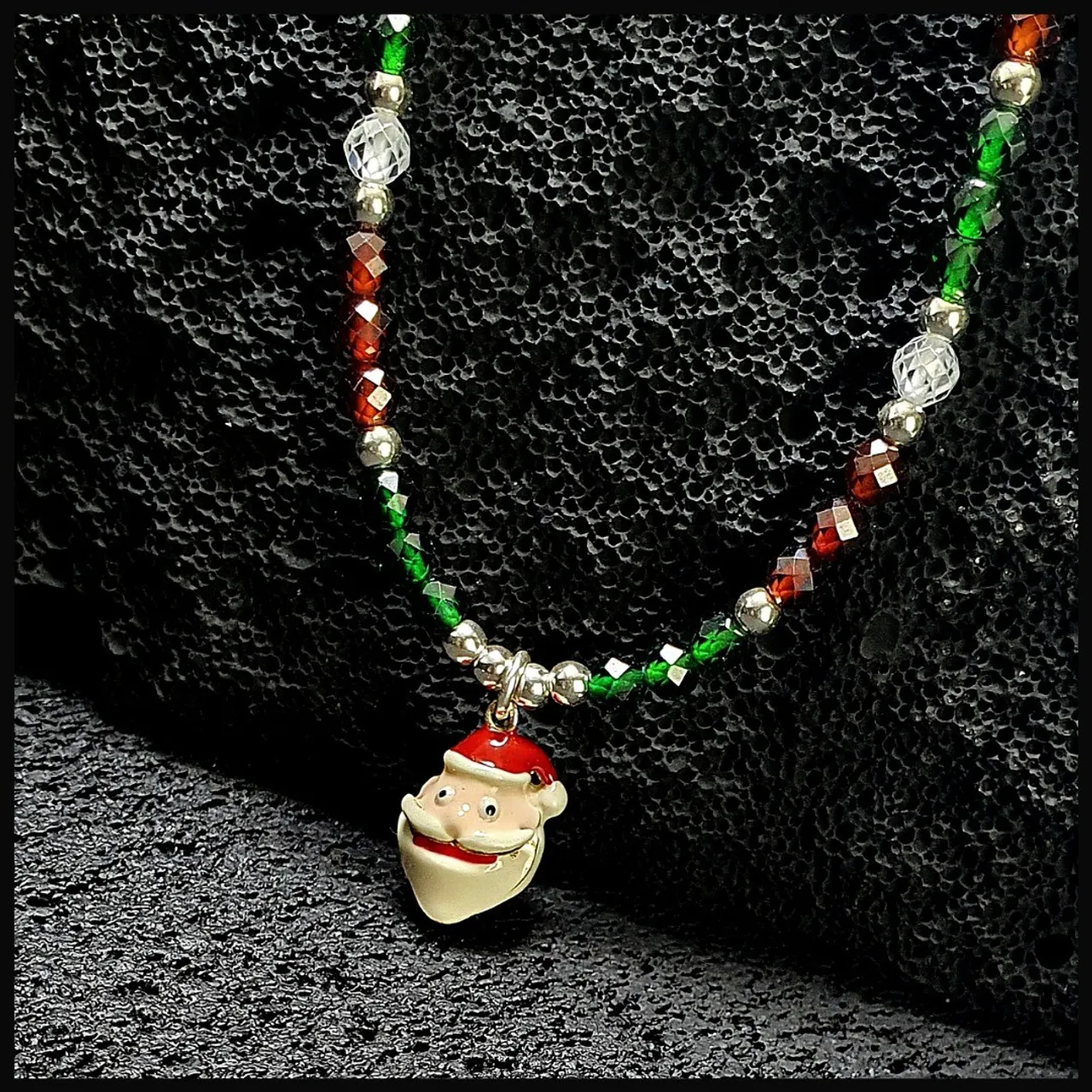 Seven_Art_Jewelry SILVER SANTA CLAUS CHRISTMAS NECKLACE WITH GARNET ...