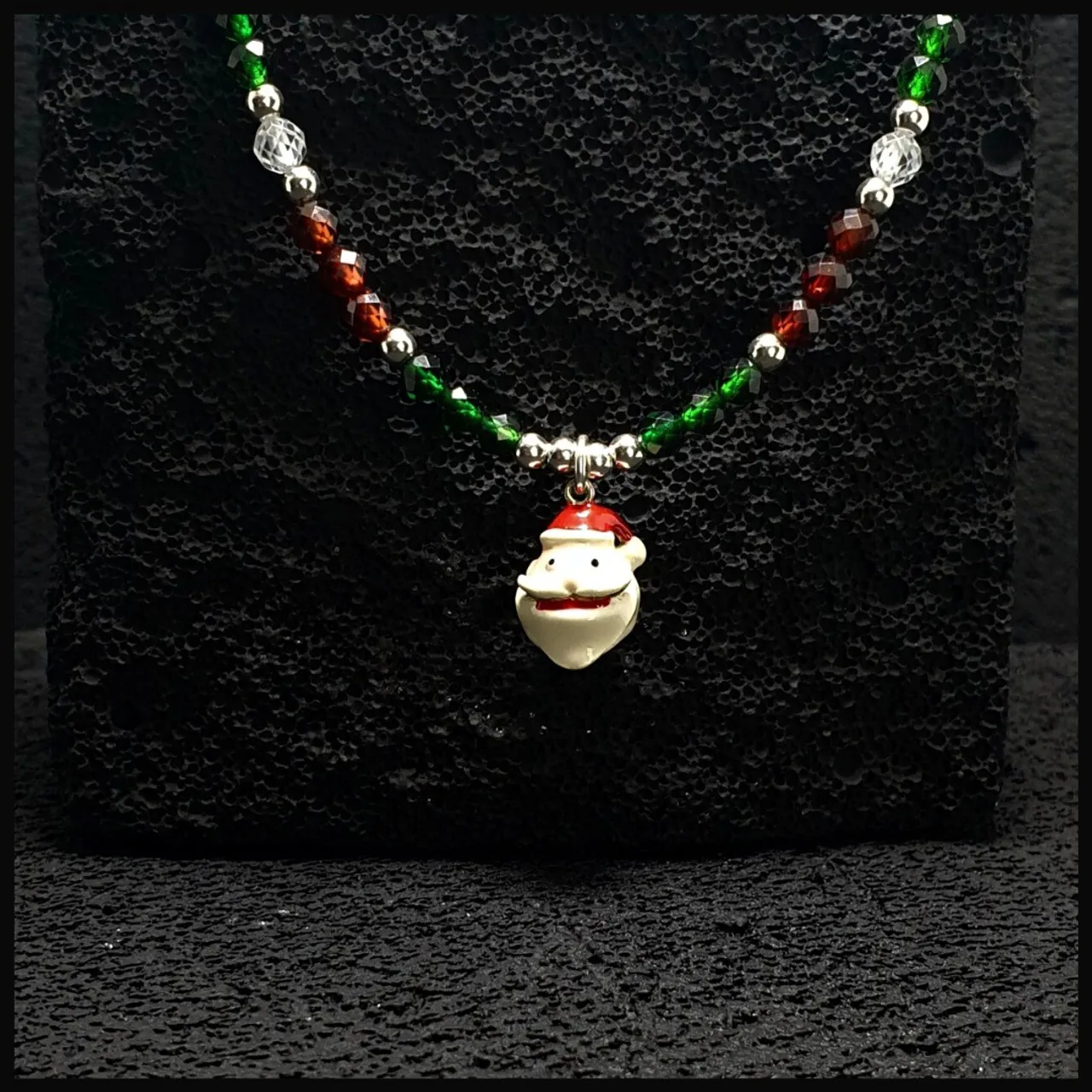 Seven_Art_Jewelry SILVER SANTA CLAUS CHRISTMAS NECKLACE WITH GARNET ...