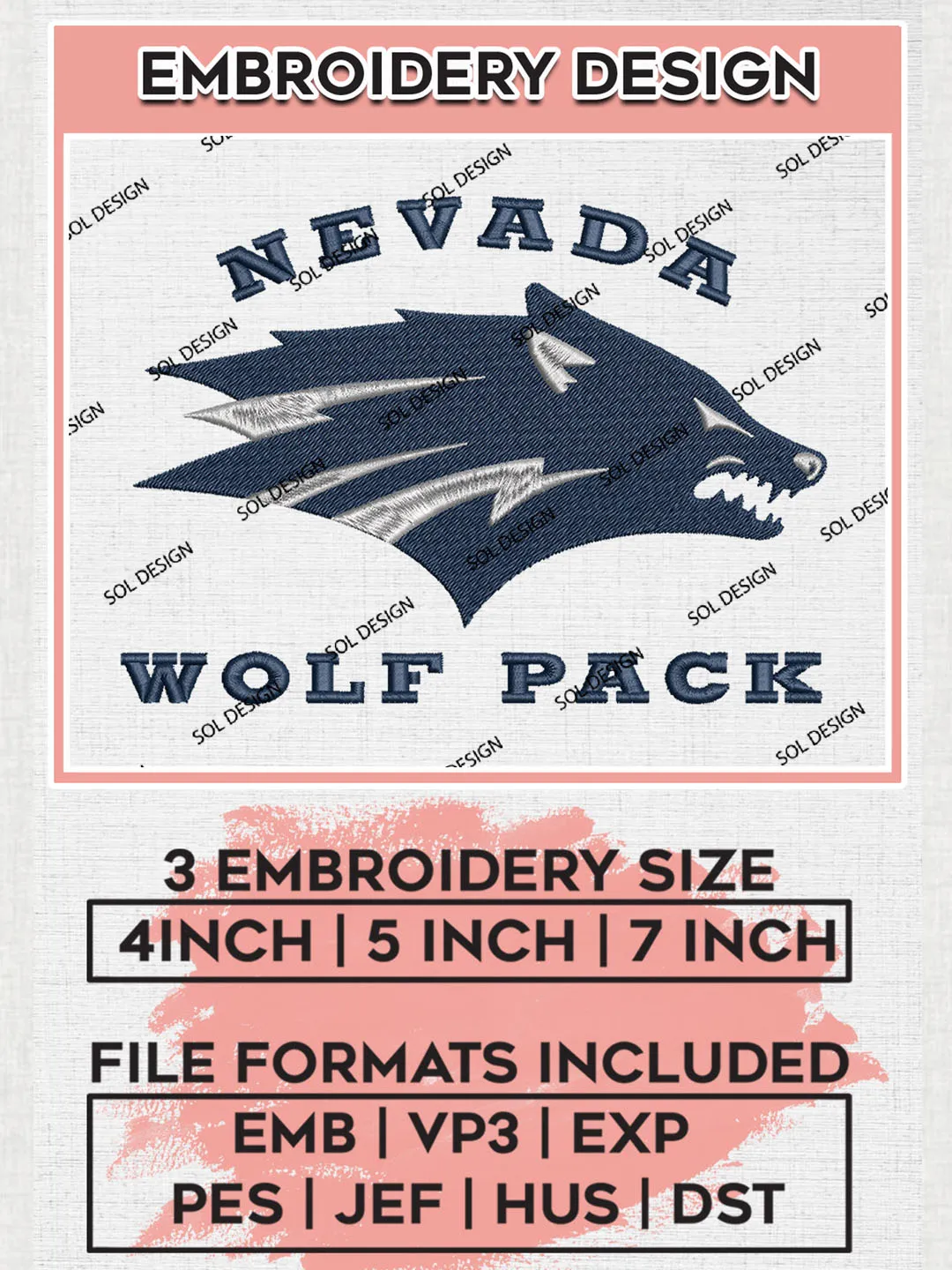 Nevada Wolf Pack Team Logo embroidery designs, NCAA Nevada Wolf Pack ...