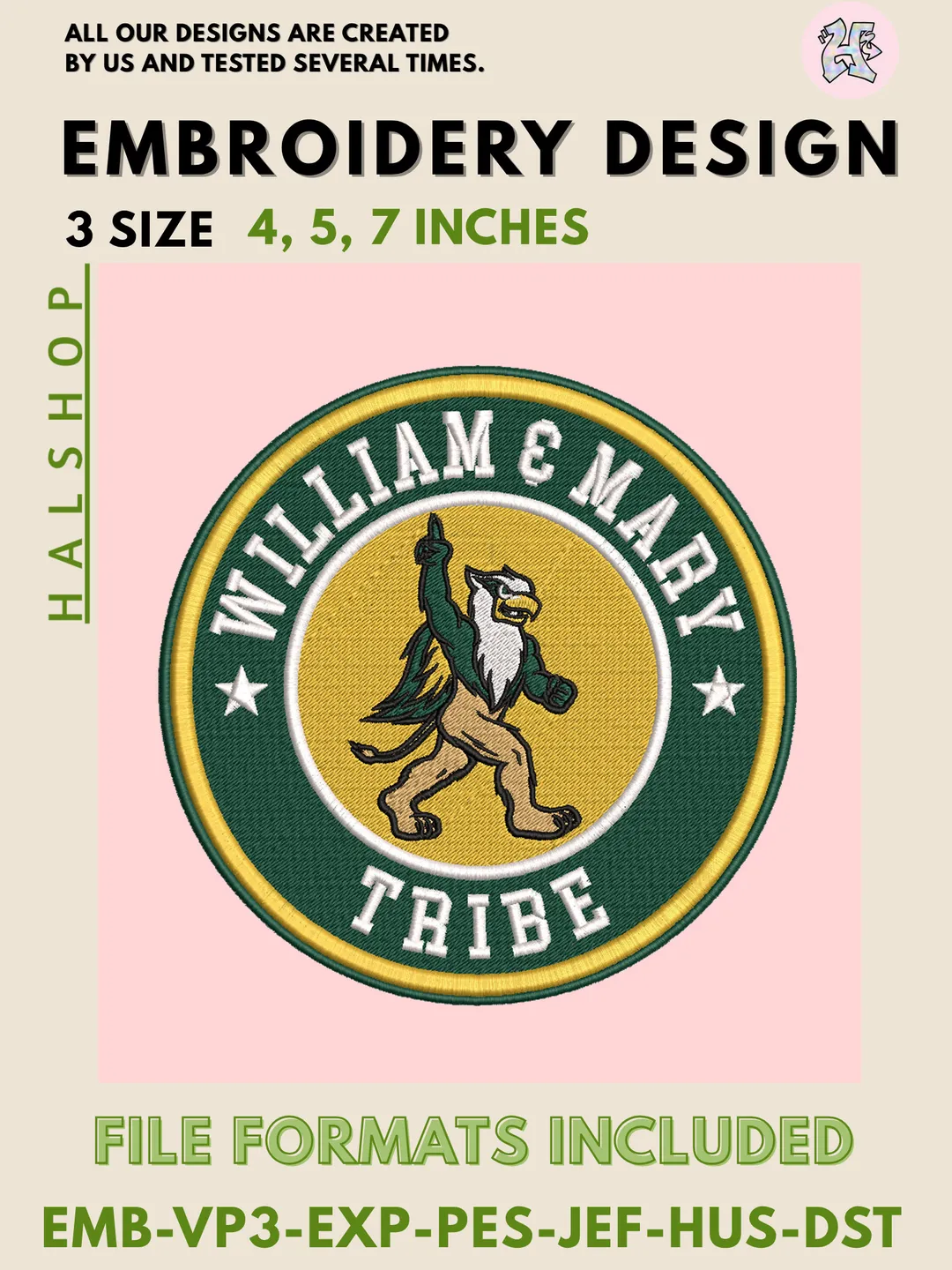 NCAA William & Mary Tribe College Logo Embroidery Design – Classic Team ...