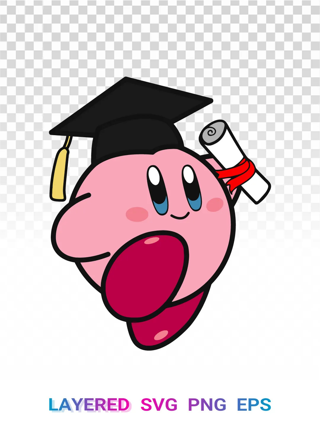 The Ultimate Cute Kirby Holding Diploma for Gamer Graduation Caps