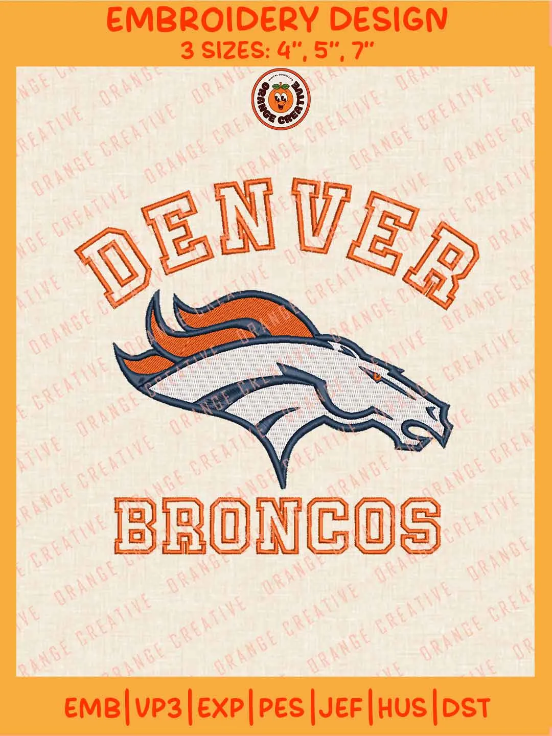 NCAA Denver Broncos Team Word Logo Embroidery Files, Denver Broncos ...