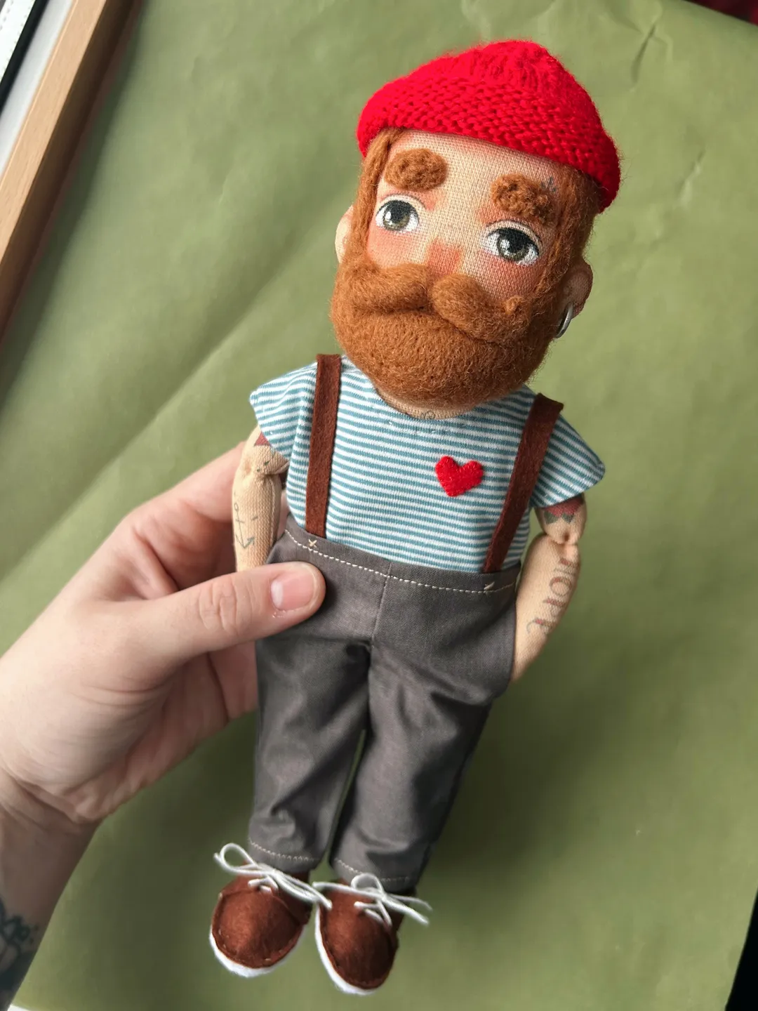 Textile doll sailor with ginger beard