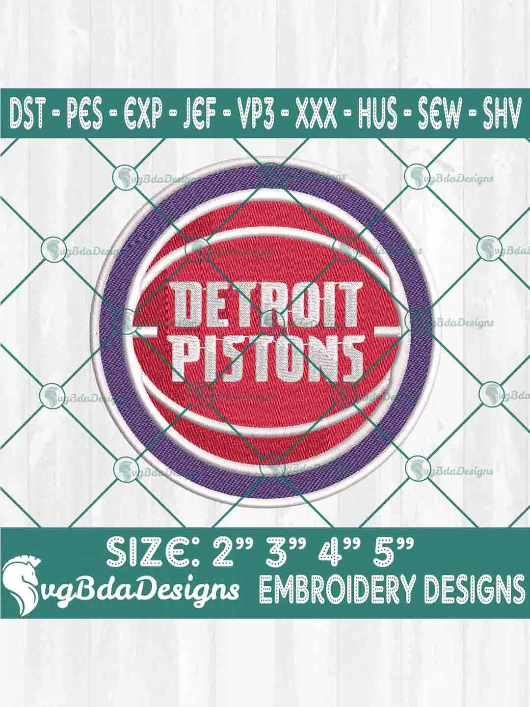 Detroit Pistons Machine Embroidery Design, NBA Embroidery Machine Designs
