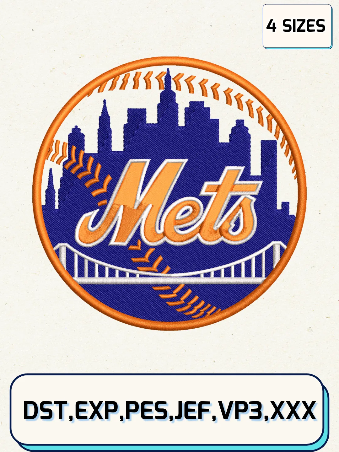 New York Mets Logos Embroidery Design Files, MLB Logos Embroidery ...