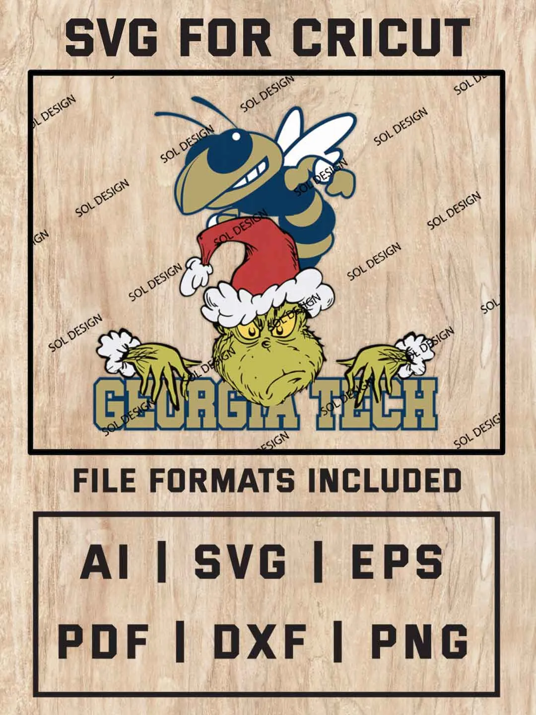 Grinch Georgia Tech SVG, NCAA College Team SVG Design, NCAA Georgia ...