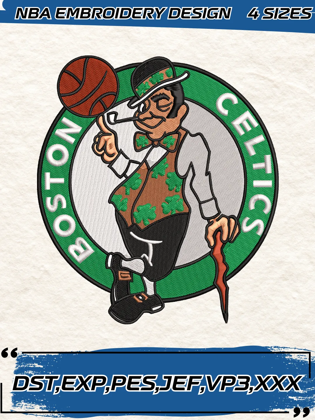 Boston Celtics Embroidery Designs,NBA Logo Embroidery Files, Machine ...