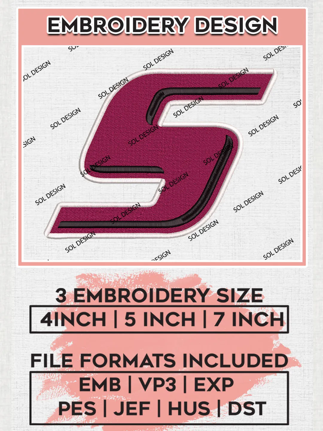 NCAA Southern Illinois Salukis Team S Letter Logo embroidery designs ...
