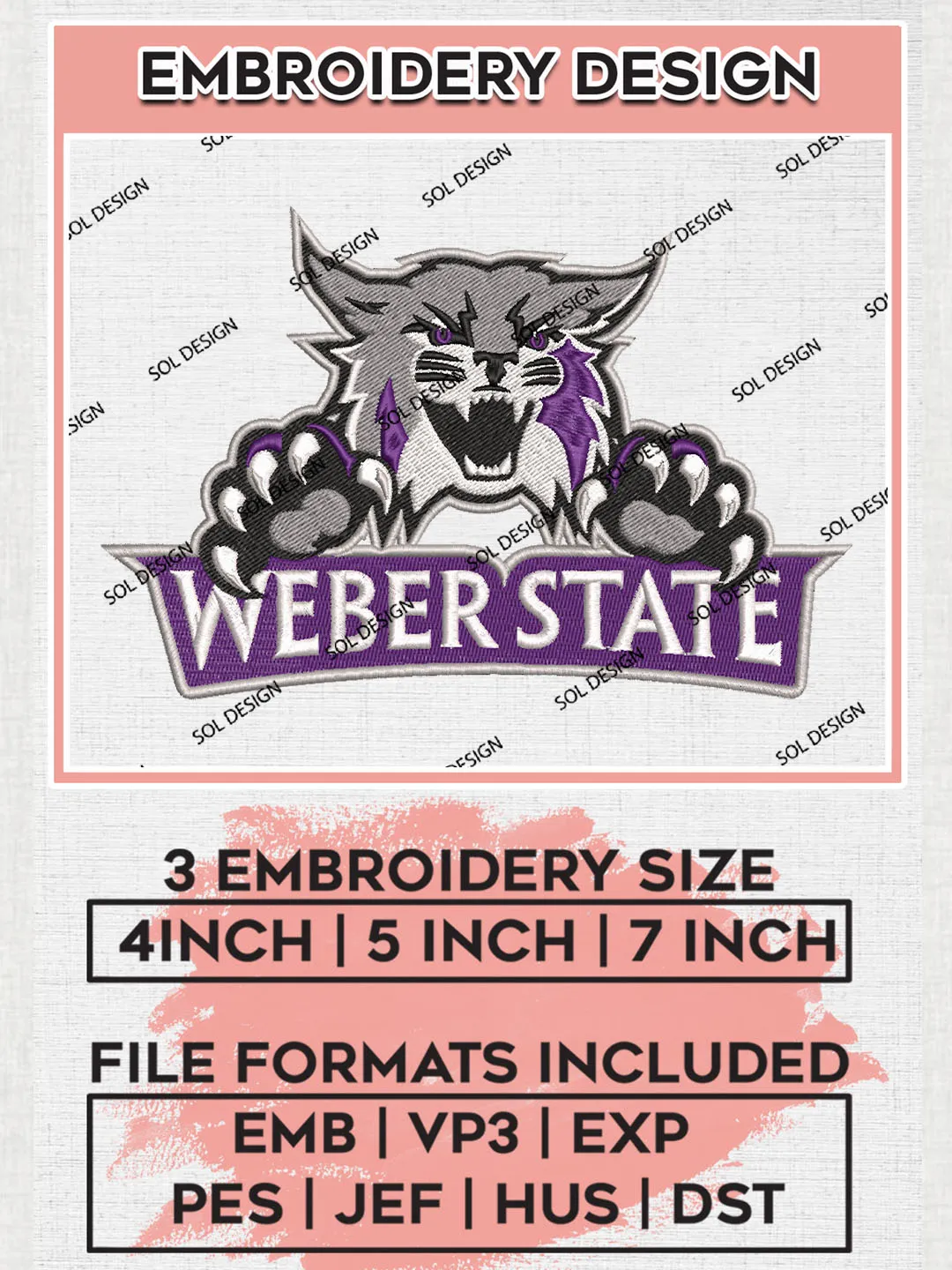 NCAA Weber State Team Head Mascot Logo Embroidery Design Files, NCAA ...