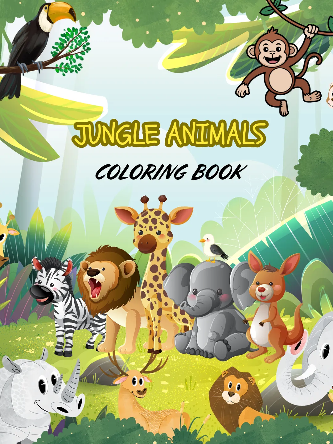 20+ Cute Safari Animals Coloring Pages for Kids, Printable Jungle ...