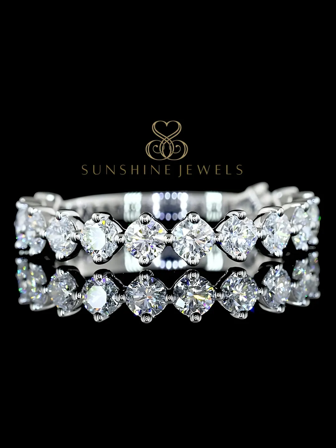 FULL ETERNITY RING | Round Cut Stacking Gold Rings | Tiny Cut Diamond ...