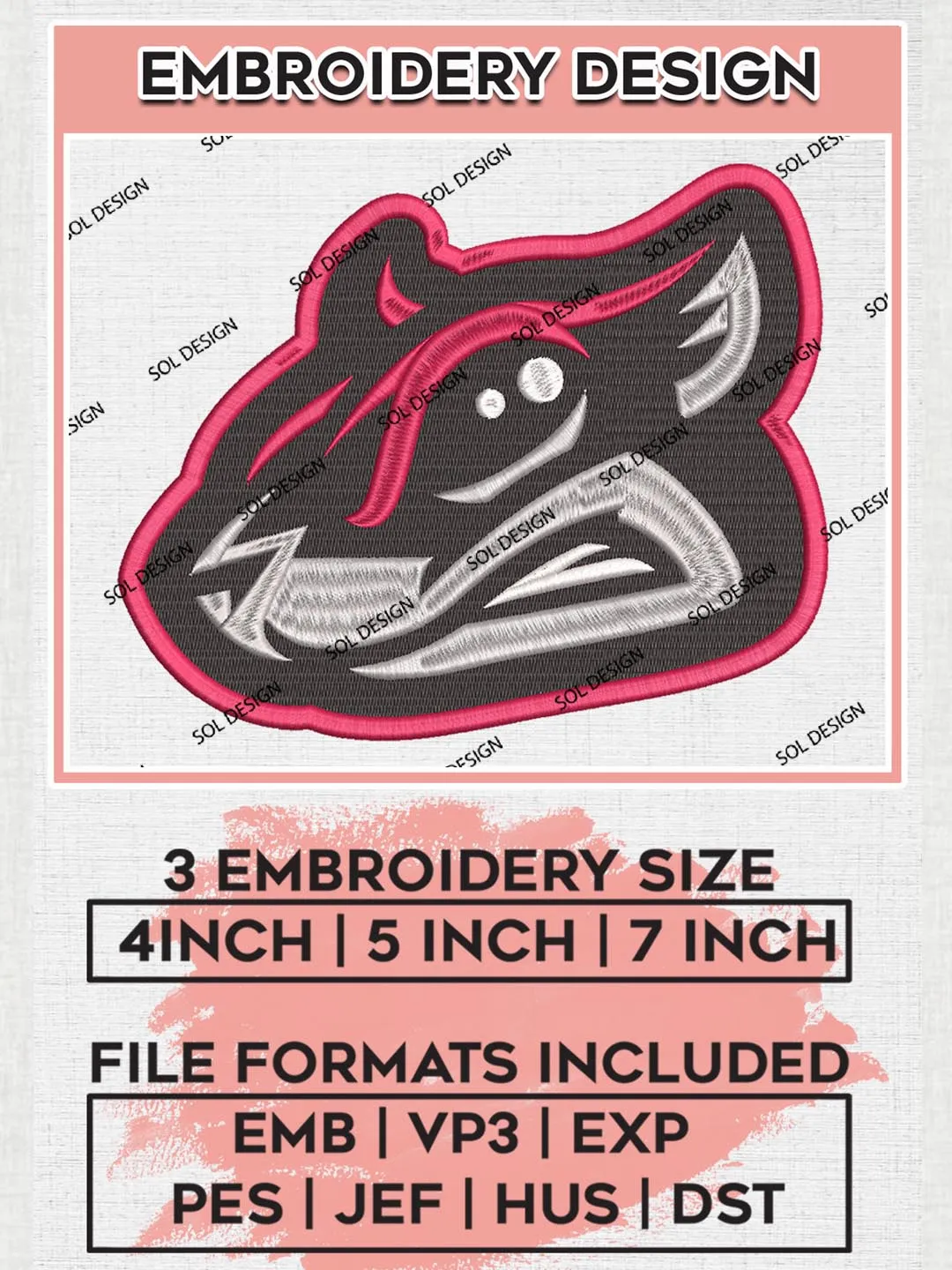 Squirrel machine embroidery design