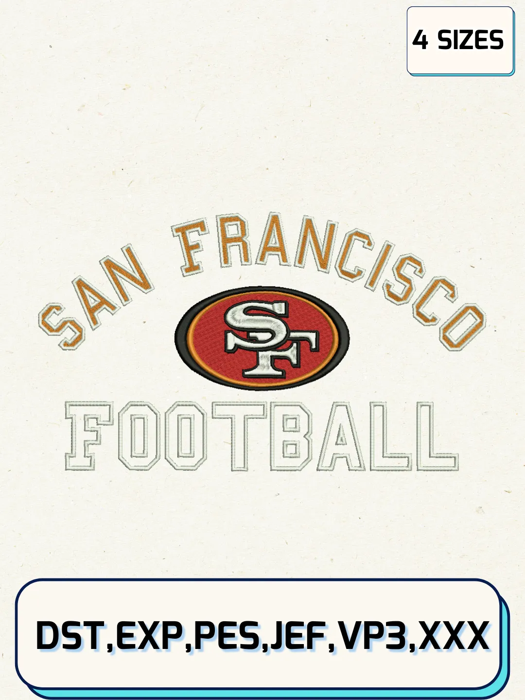 San Francisco 49ers Logos Embroidery Design Files, NFL Logos Embroidery ...