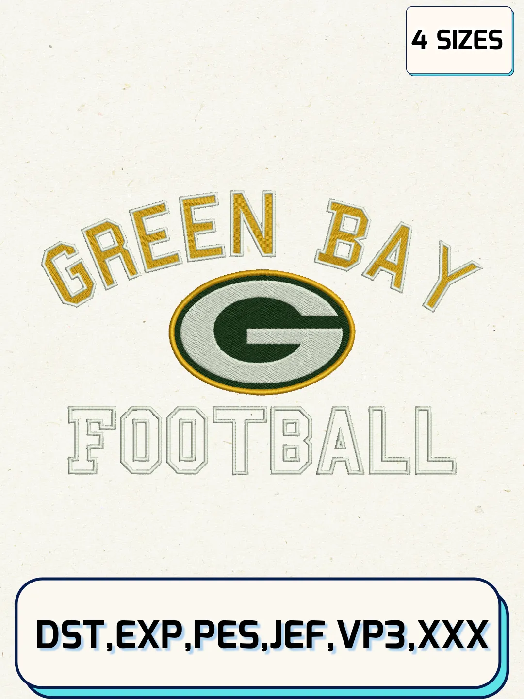 Green Bay Packers Logos Embroidery Design Files, NFL Logos Embroidery ...