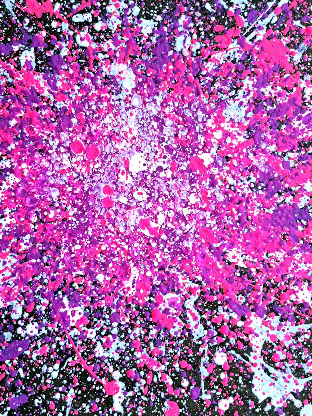 Fluorescent neon painting made with splashes technique "Miami ...