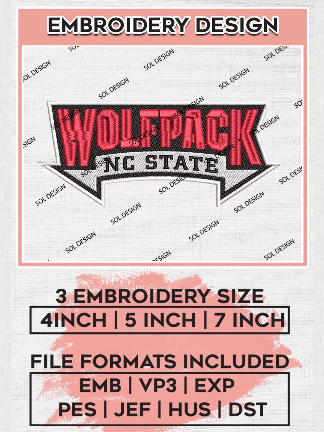 NCAA NC State Team Logo Machine Embroidery Design, NCAA NC State ...