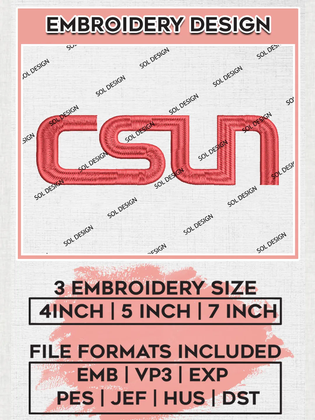 CSUN Matadors Team Logo Embroidery Design Files, NCAA Cal State ...
