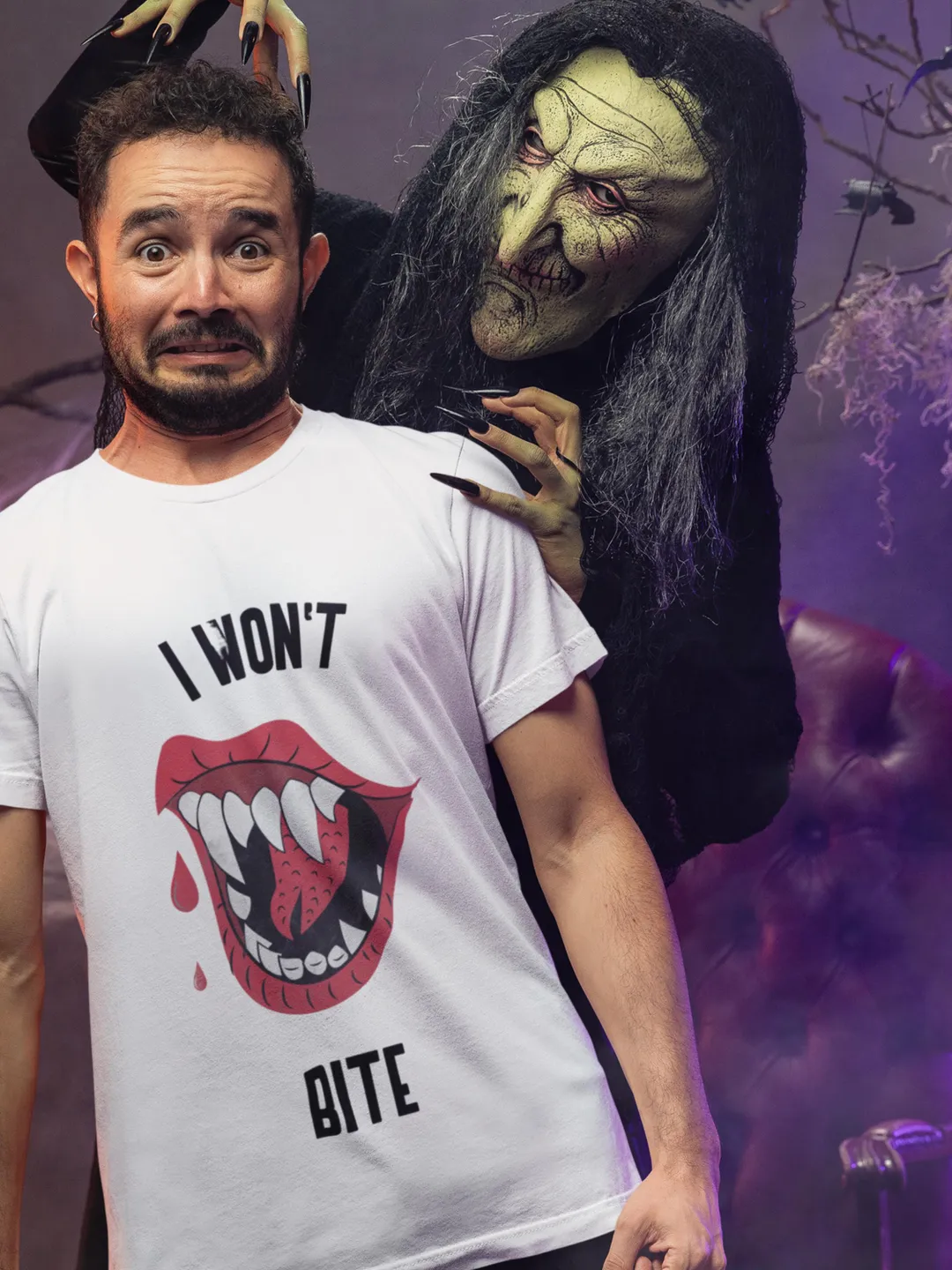 Funny Halloween T-Shirt – Big Teeth Mouth Graphic, Spooky Unisex Tee