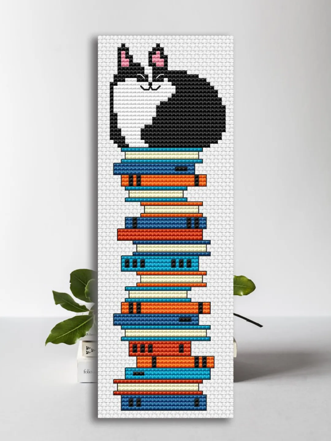 Cross stitch bookmark pattern Cat Cottage