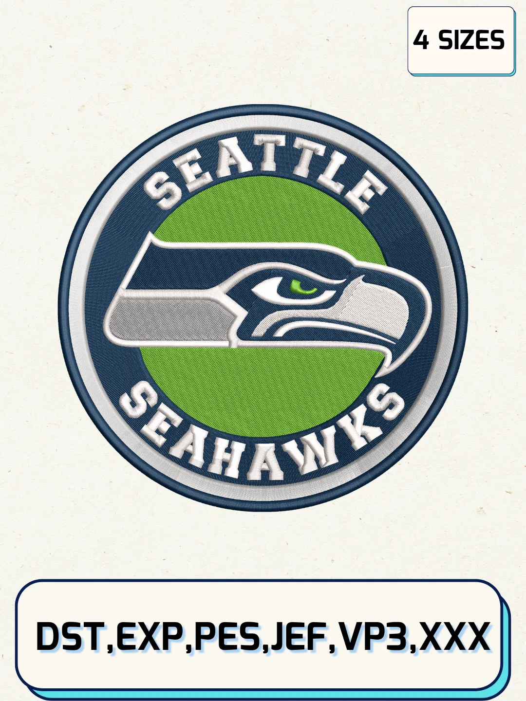 Seattle Seahawks Embroidery Design Files, NFL Logos Embroidery Designs ...