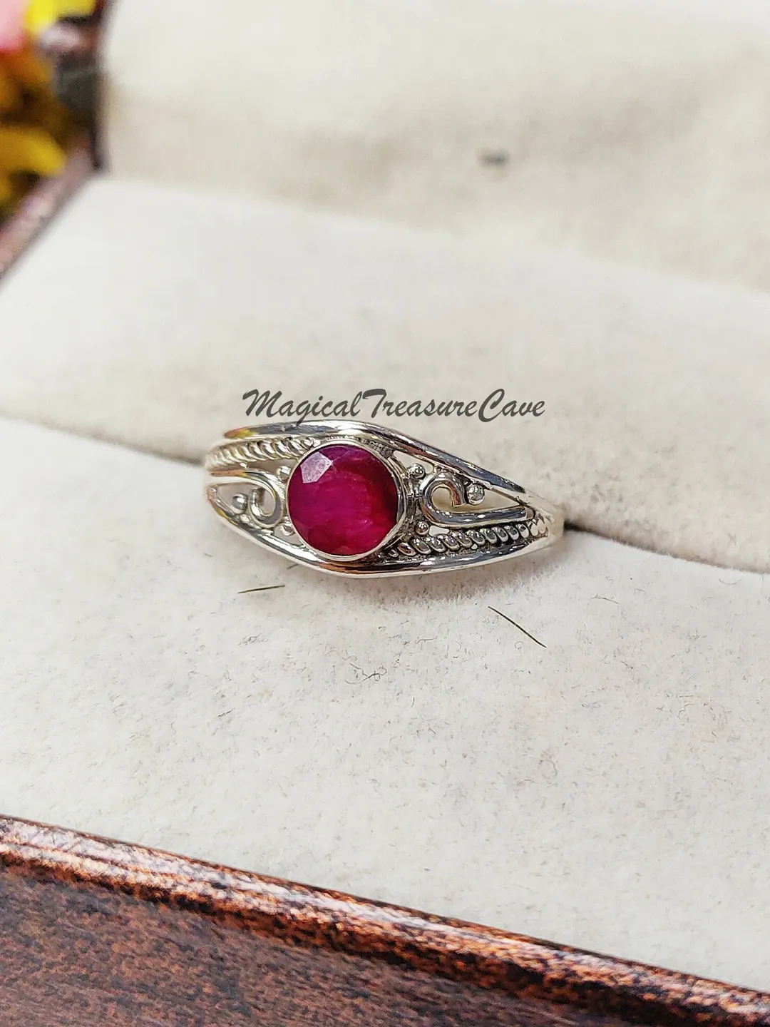 Pink Ruby Ring, July Birthstone Ring, 925Sterling Silver Jewelry, Boho ...