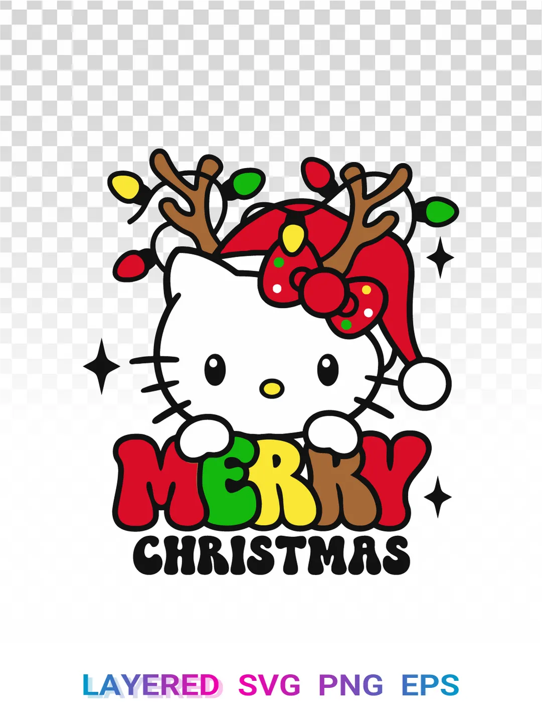 🎀 Hello Kitty Christmas Wreath PNG, Holiday SVG Sanrio Bow