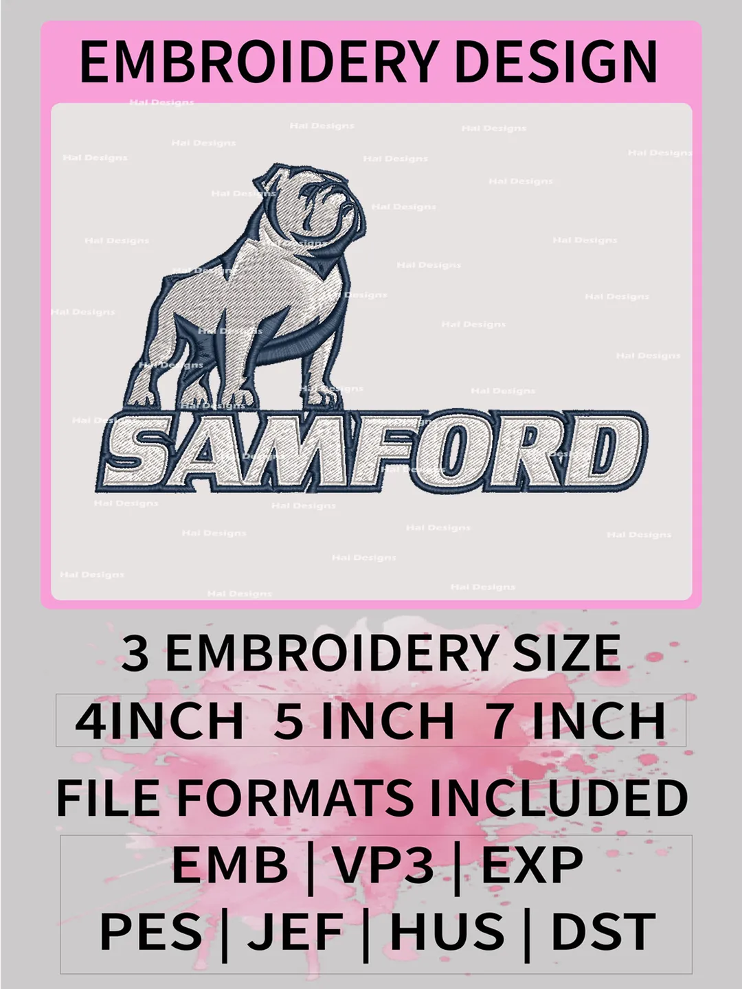 NCAA Samford Bulldogs Embroidery File, 3 Sizes, 6 Formats, NCAA Machine ...