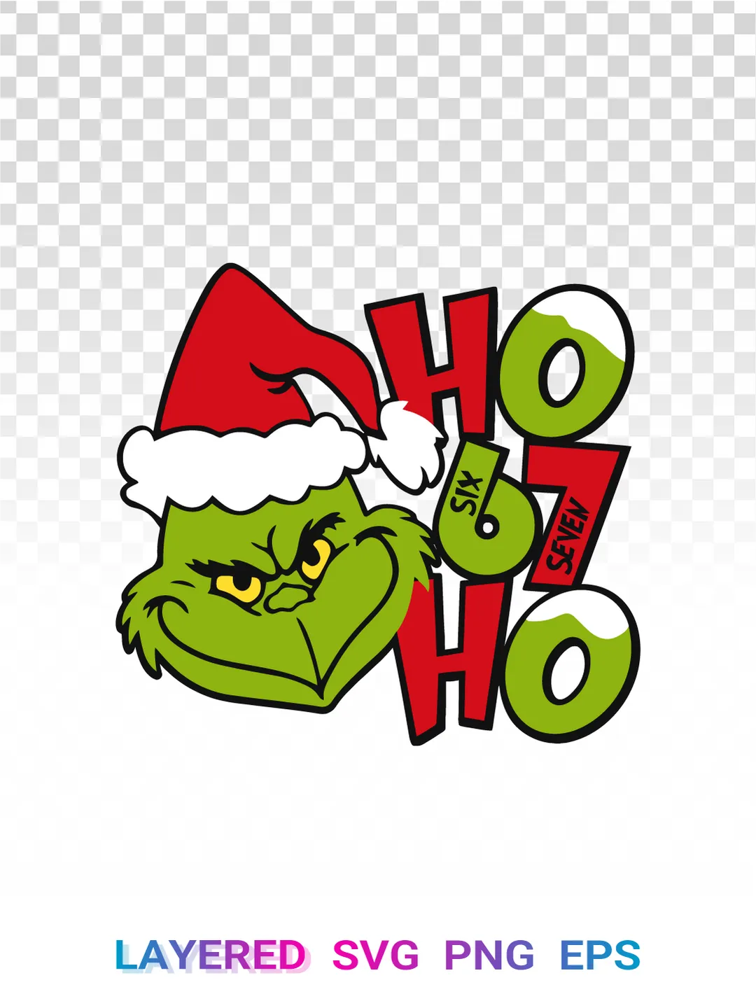 Grinch Six Seven PNG, Funny Christmas 6 7 SVG Meme Cricut