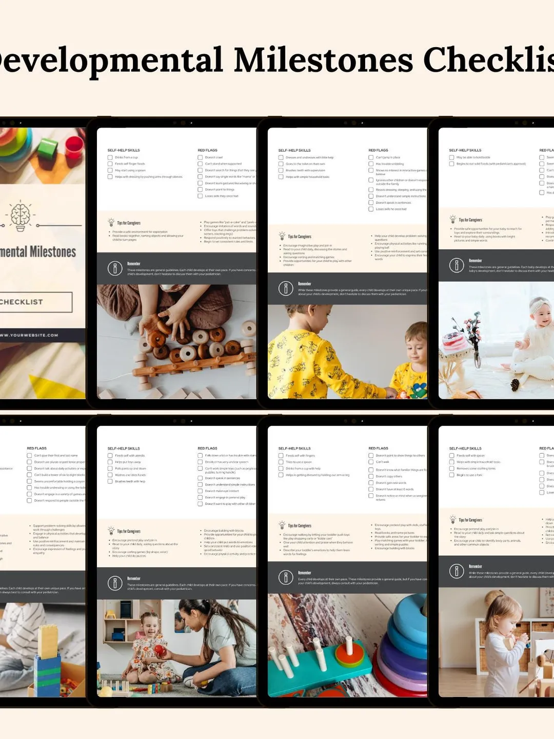 Child Development Milestones Checklist | Editable Canva Template ...