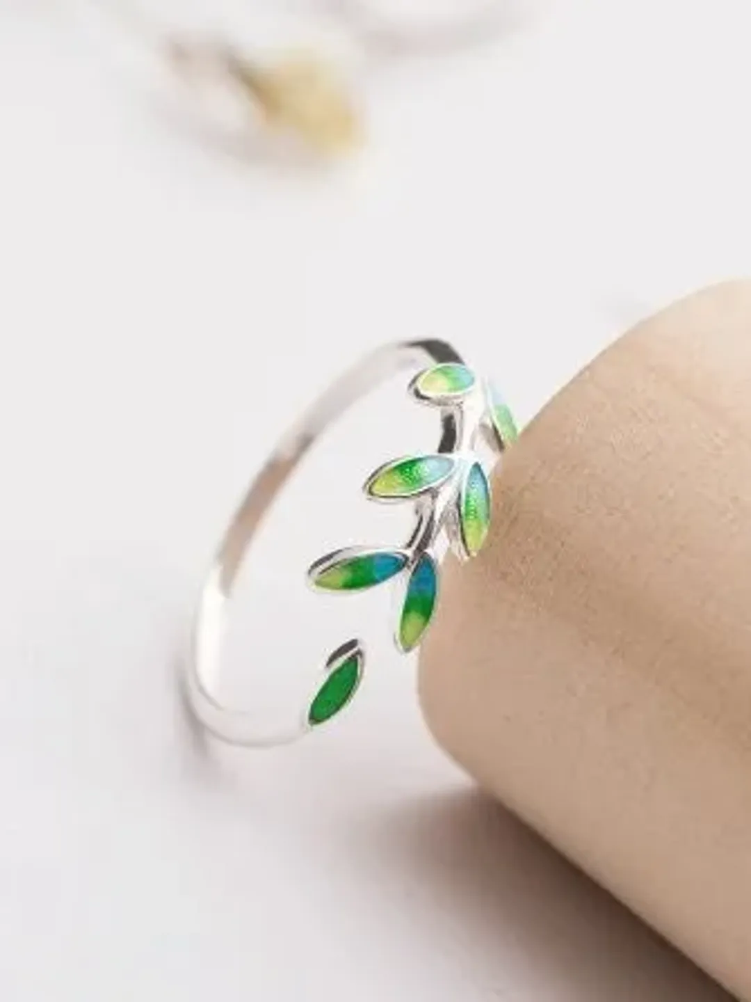 Green Ring Leaves, Leaf Ring, Adjustable Leaf Ring, Green Leaf Ring ...
