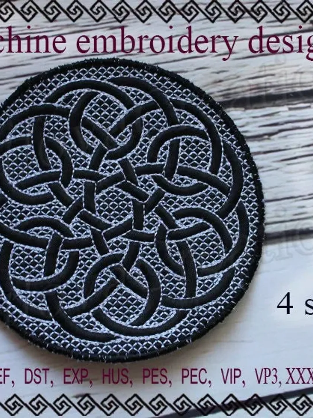 In the hoop embroidery design stand mug rug, plates, lunchmat