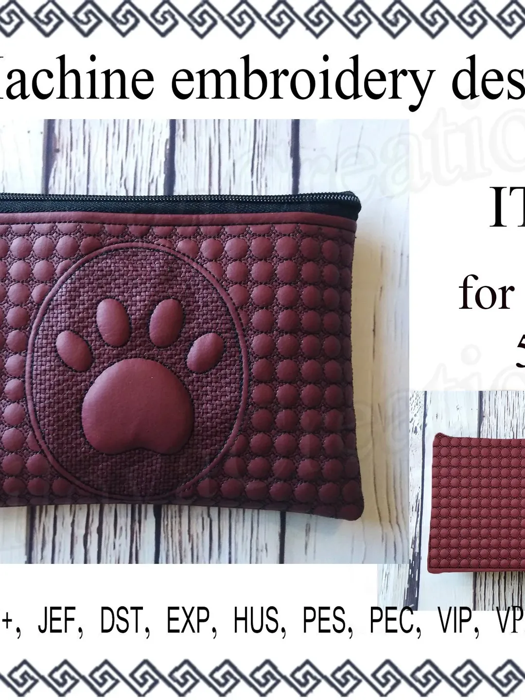 In the hoop Embroidery design Keyfob for dog with pocket