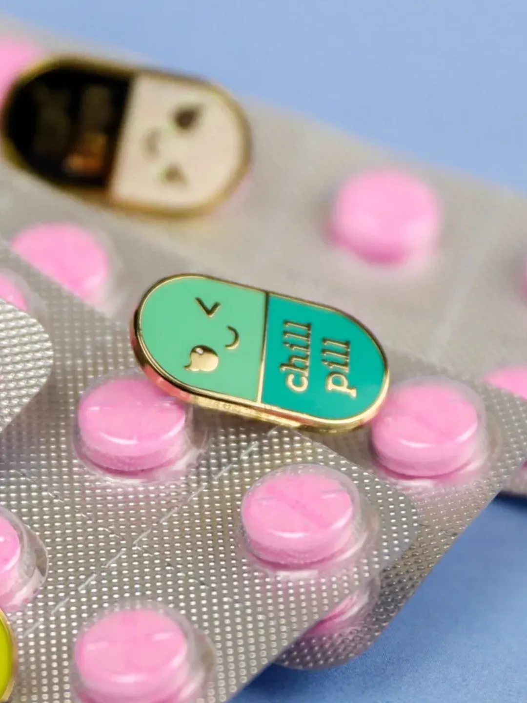 Chill pill mint pin with happy face is a lovely med student gift, nurse ...