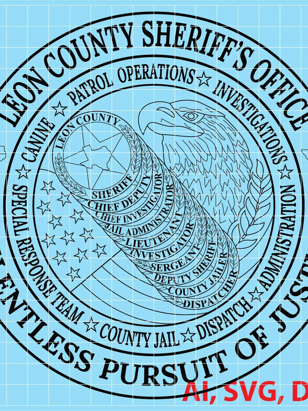 Leon County Sheriff Justice Badge, Logo, Seal, Custom, Ai, Vector, SVG ...