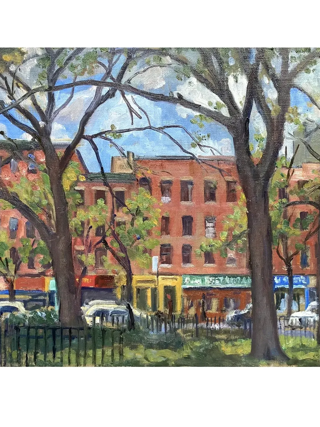 East Village Cityscape Painting - From Tompkins Square Park/NYC - 12x20 ...