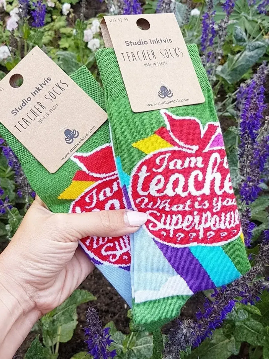 TEACHER socks with cute rainbows. Teacher socks gift idea. Great as ...