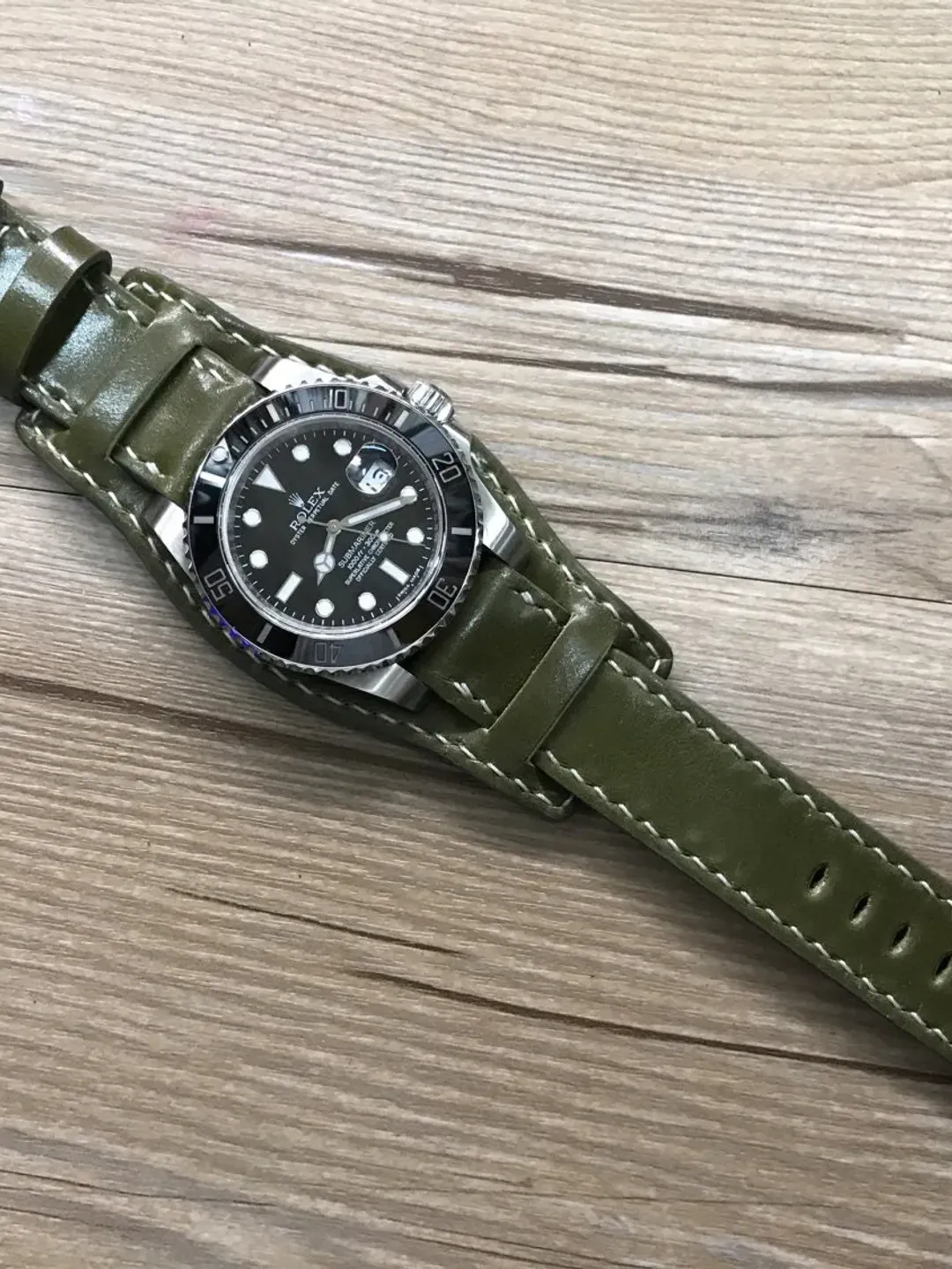 Horween Shell Cordovan cuff strap | Leather Cuff watch band | Leather ...