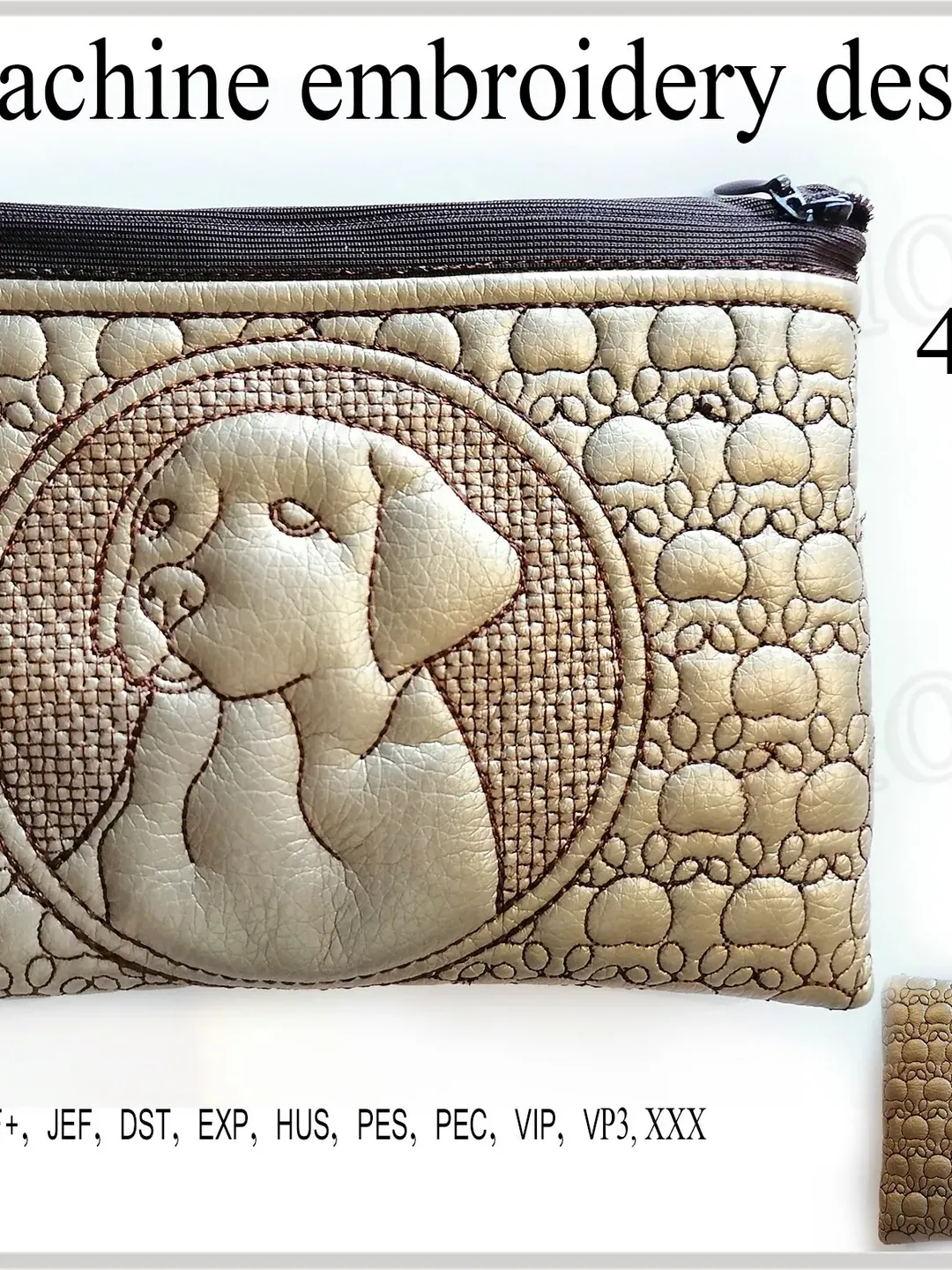 In the hoop Embroidery design Keyfob for dog with pocket