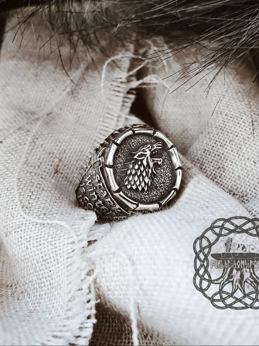 House Stark Ring, Sterling Silver Wolf Ring, Game of Thrones Cosplay ...