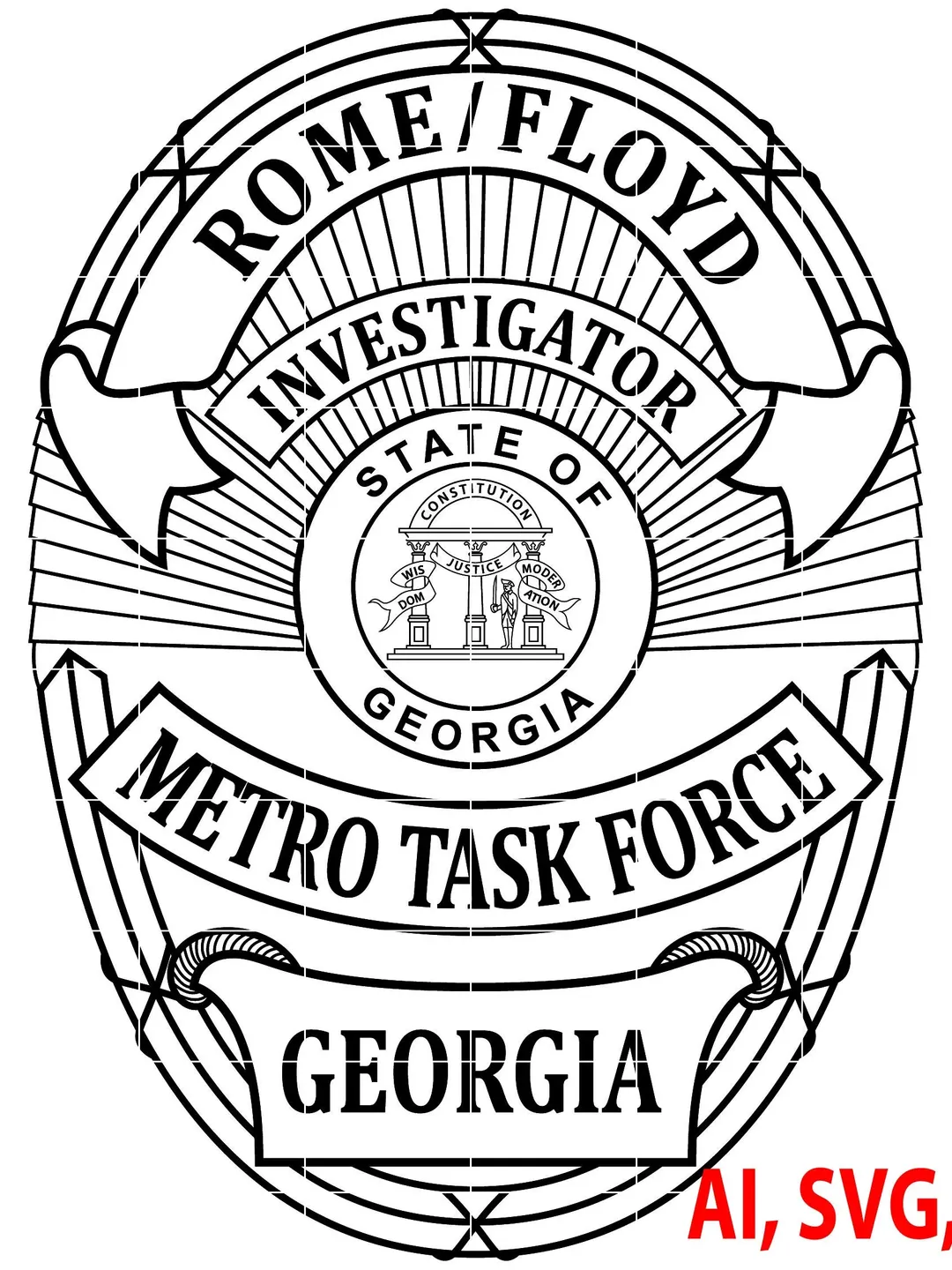 Badge, Rome/ Floyd Metro Task Force Investigator Georgia, Badge, Logo ...