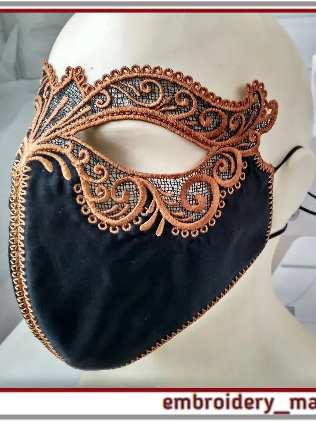 Venetian carnival FSL lace mask along with a protective one 2 parts