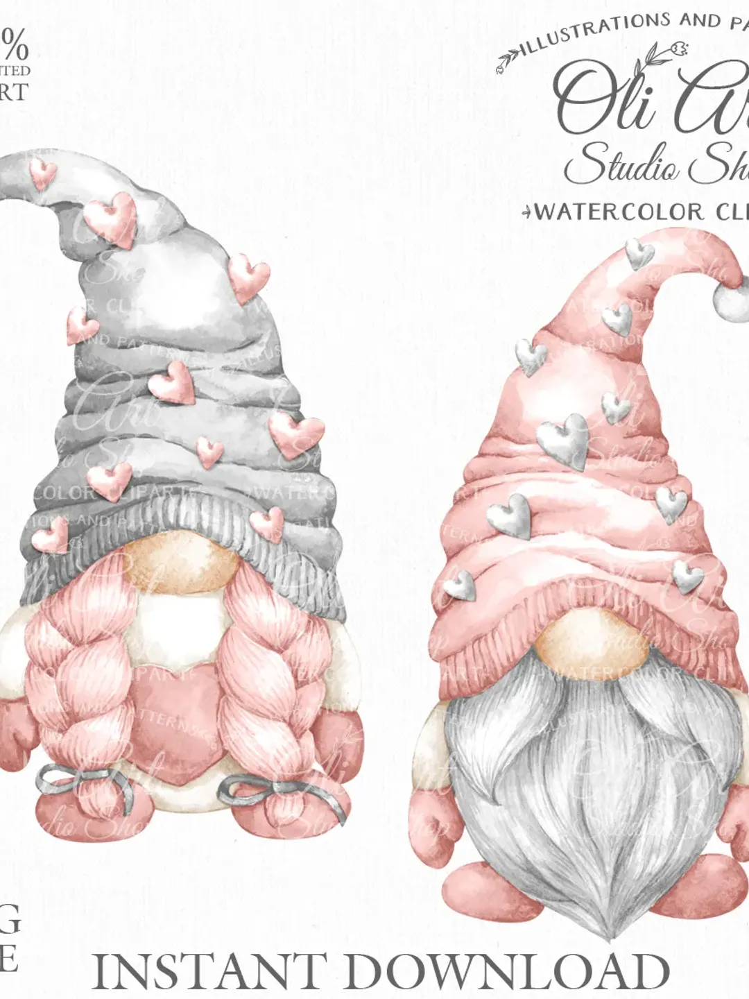 Valentine's Day, Gnome Clip Art. Cute Characters, Hand Drawn graphics ...