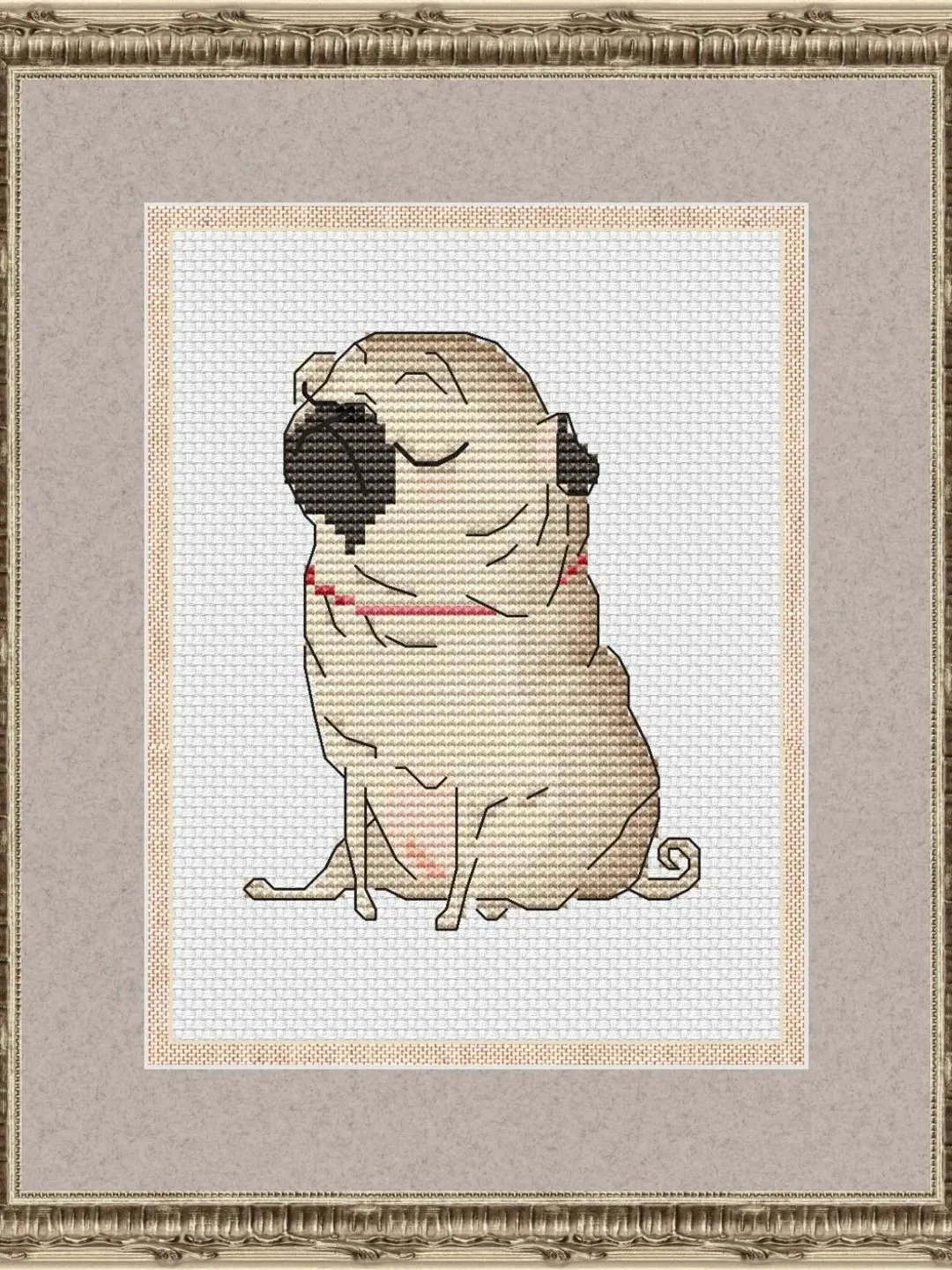 Pug cross stitch pattern, Dog embroidery pattern, Easy cross stitch ...