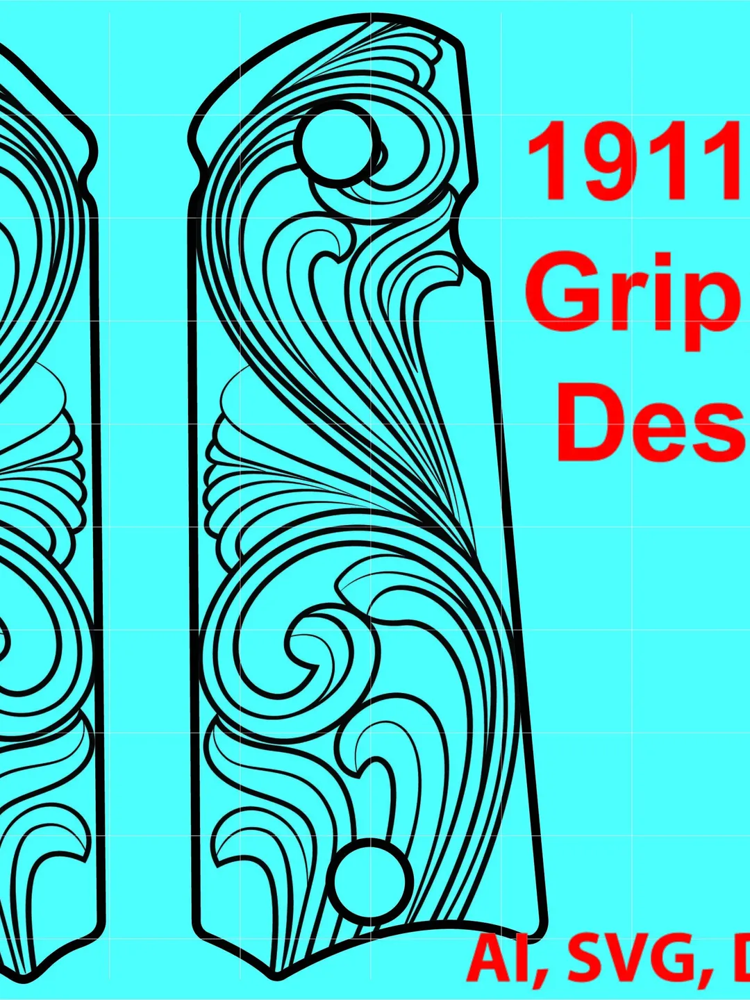 1911 Gun Scroll design, Custom, Ai, Vector, SVG, DXF, PNG,