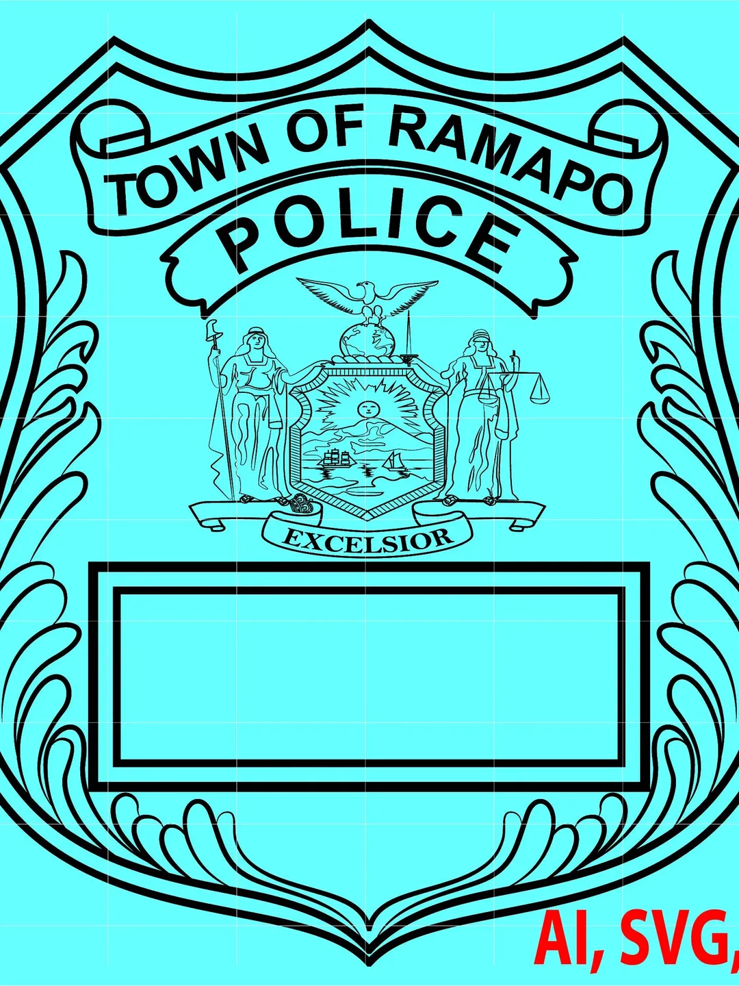 Town of Ramapo Police Badge, Logo, Seal, Custom, Ai, Vector, SVG, DXF ...