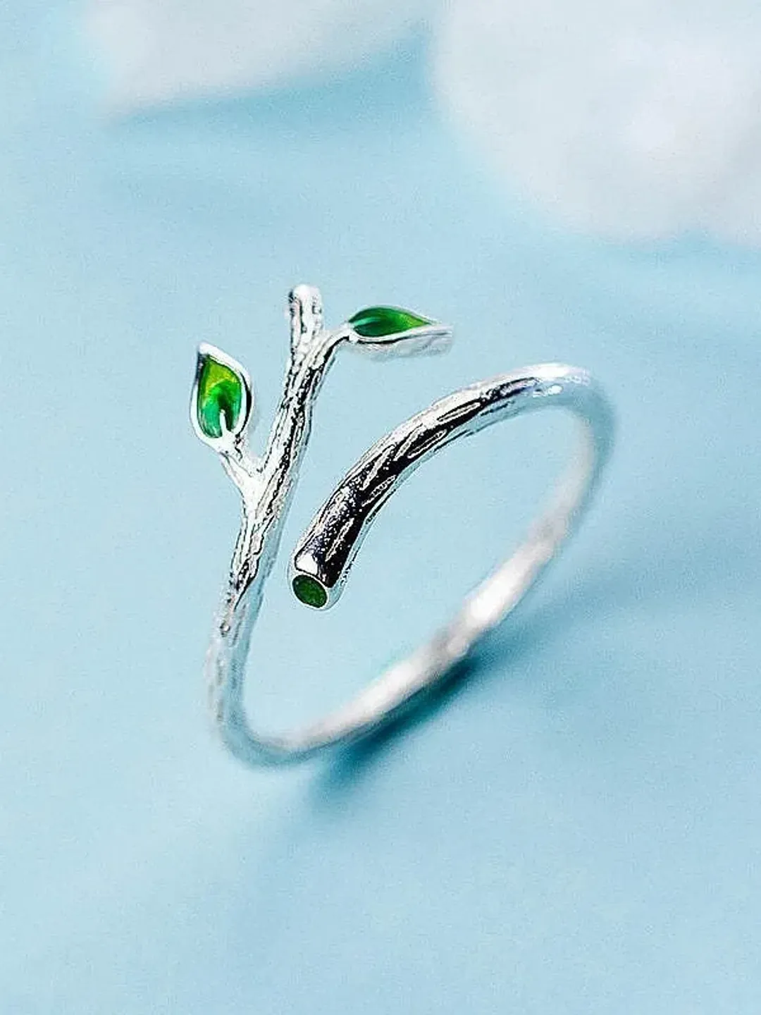 Green Ring Leaves, Leaf Ring, Adjustable Leaf Ring, Green Leaf Ring ...