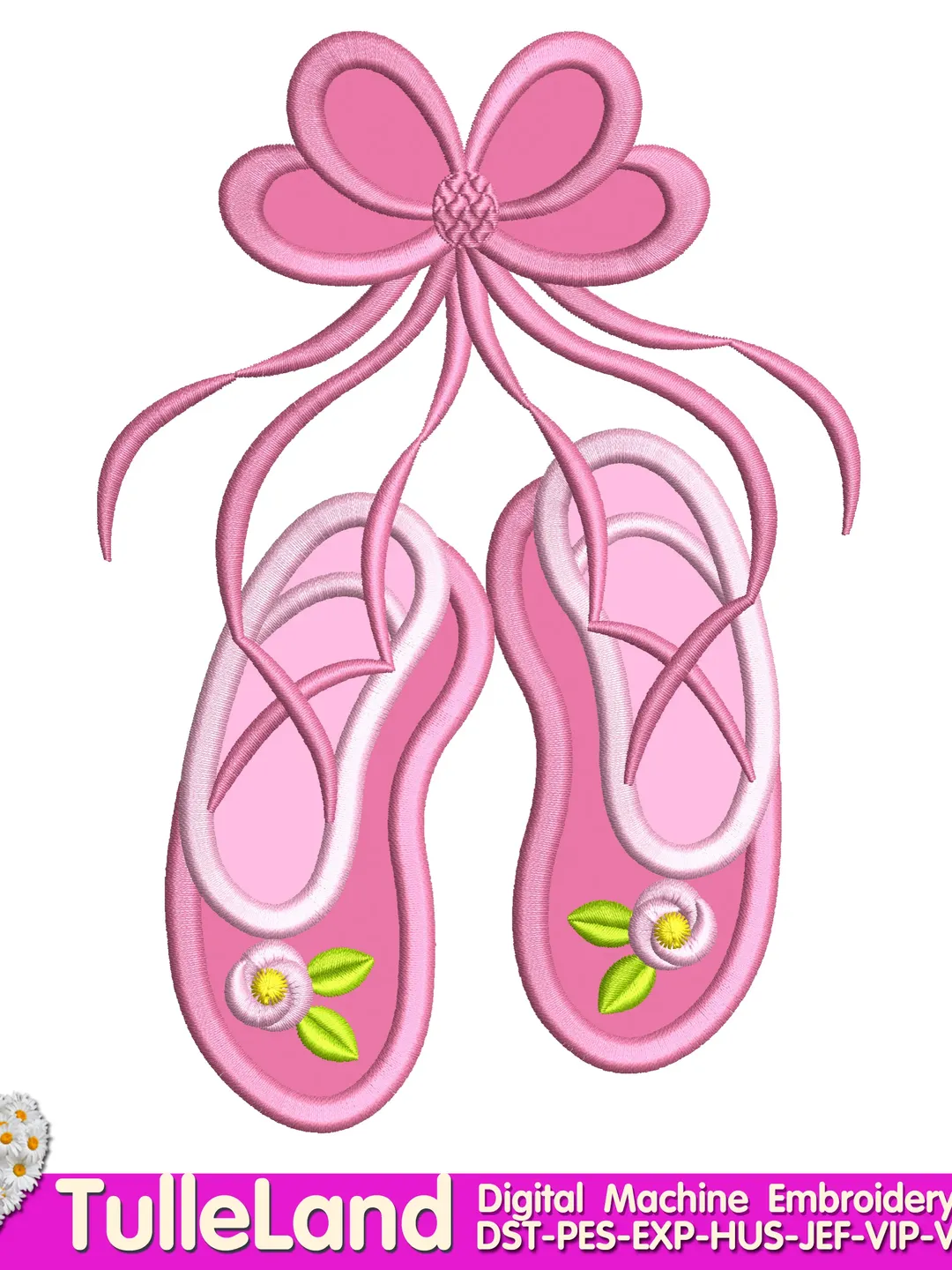 Ballet Shoes with Applique machine embroidery design