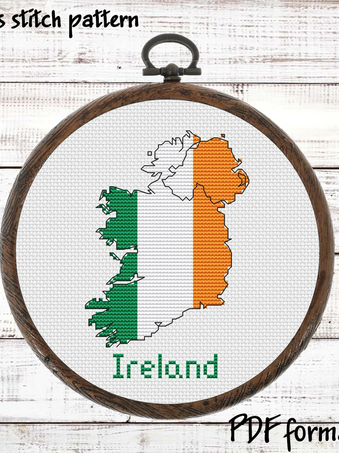 Ireland Map Cross Stitch pattern modern, Irish Flag Xstitch chart, Easy ...