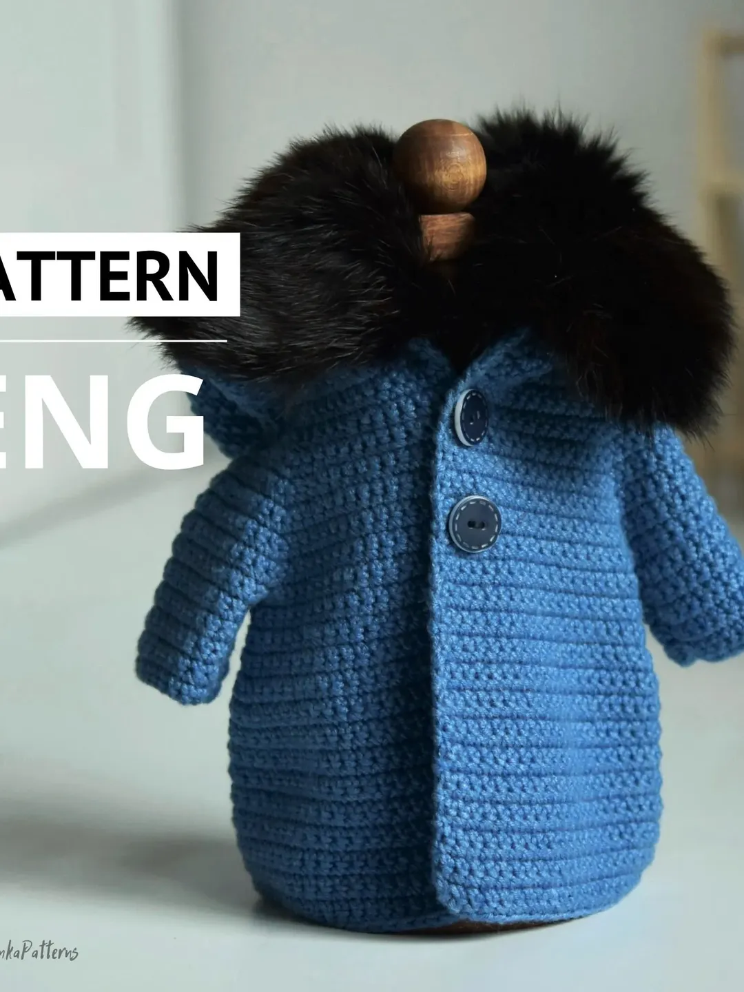 Doll fur coat, doll clothes pattern, 12 inch doll clothes