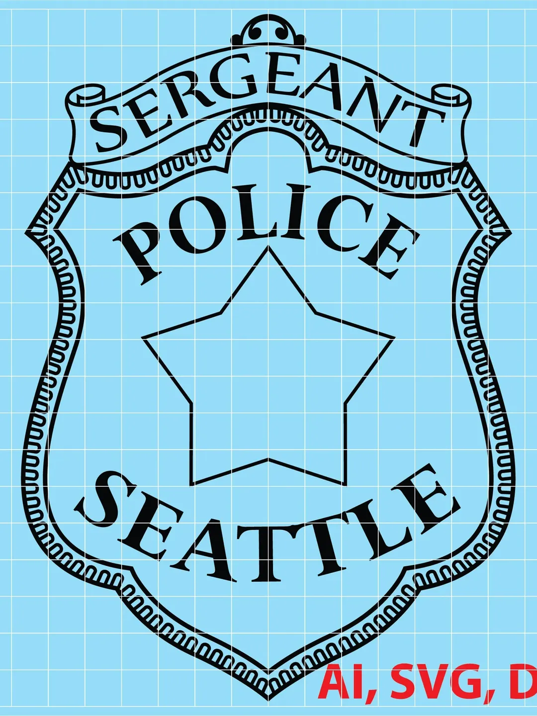 Seattle Police Sergeant Logo, Seal, Badge, Custom, Ai, Vector, SVG, DXF ...